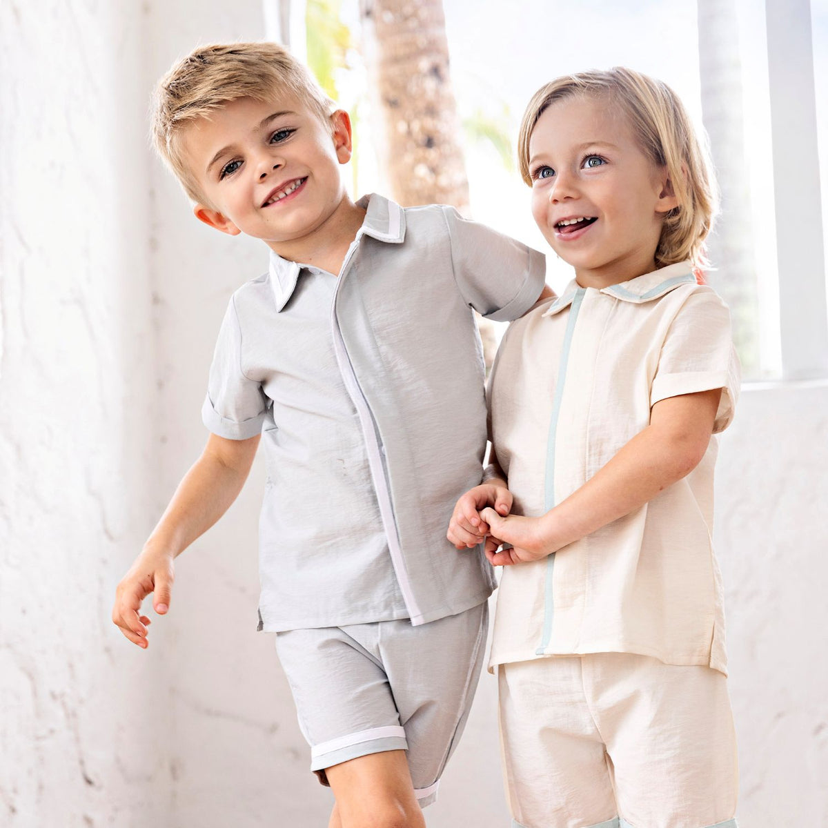 Retro Kid Bennet Boys Collar Shirt - Cream/Blue – Moonlight