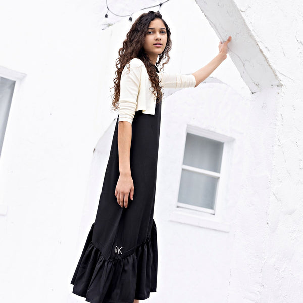 Retro Kid Emery Slanted Tier Collar Maxi Dress - Black – Moonlight