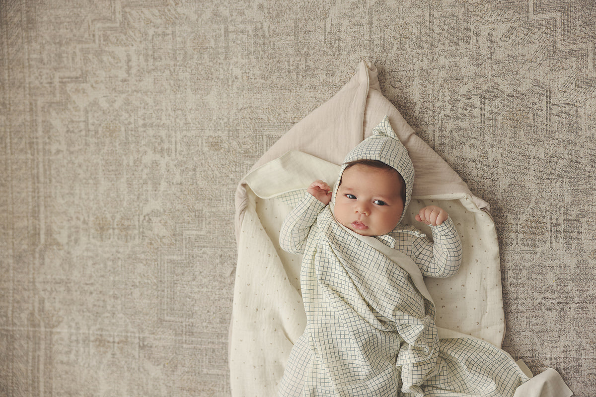 Lil Legs Grid Set - Cream/Blue – Moonlight