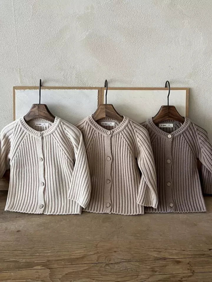 Rib Knit Cardigan - Beige – Moonlight