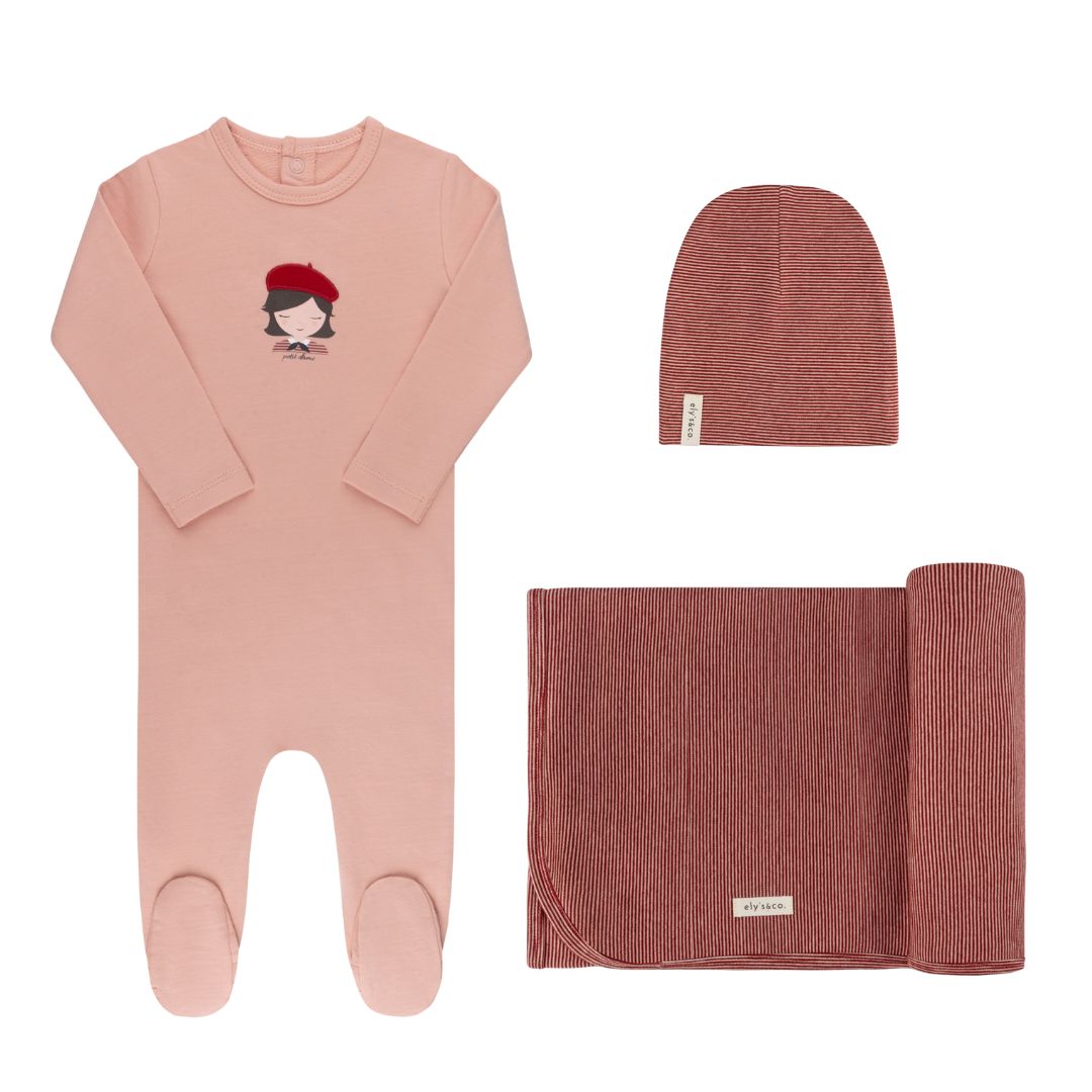Ely's & Co Organic French Terry French Girl Layette Set - Pink – Moonlight