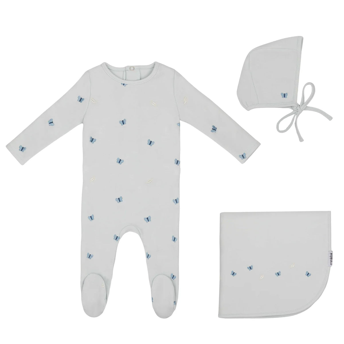 Mini Label Embroidered Leaf Layette Set – Moonlight