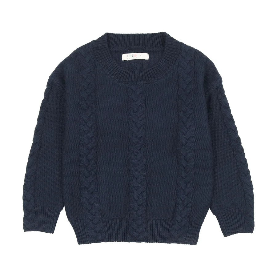Coco Blanc Cabled Crew Sweater - Navy – Moonlight