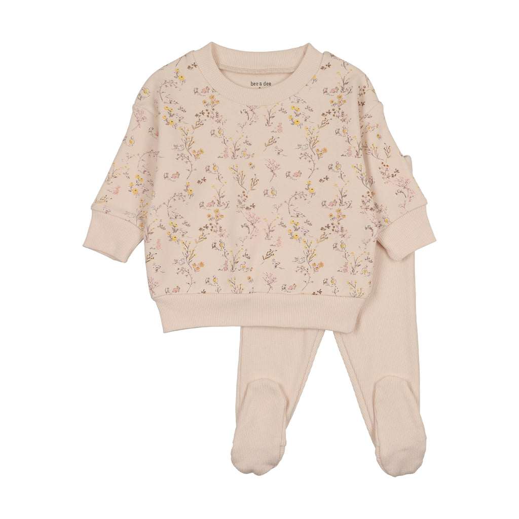 Bee & Dee Countryside Quaint Two Piece Set - Girls Print OPEN FEET ...