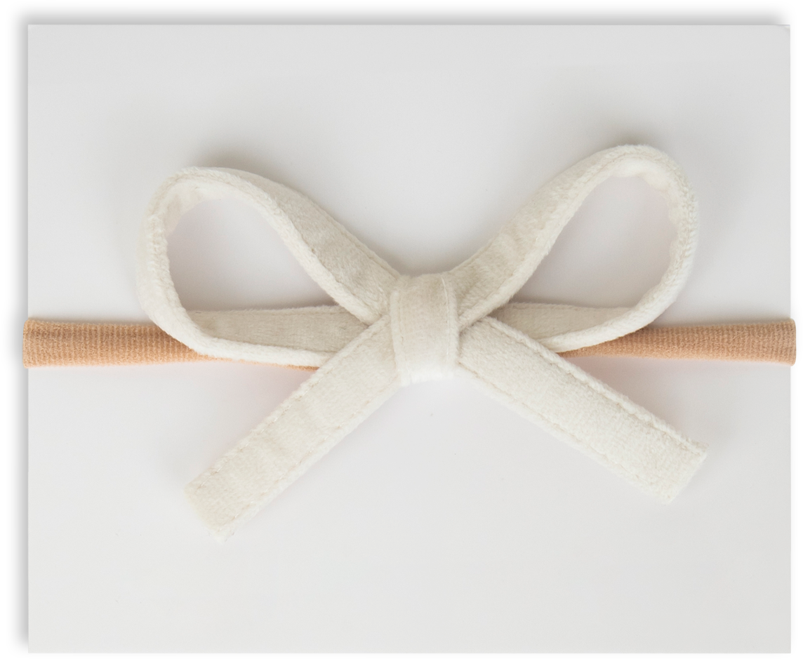 Adora Cream Velvet Bow Headband – Moonlight