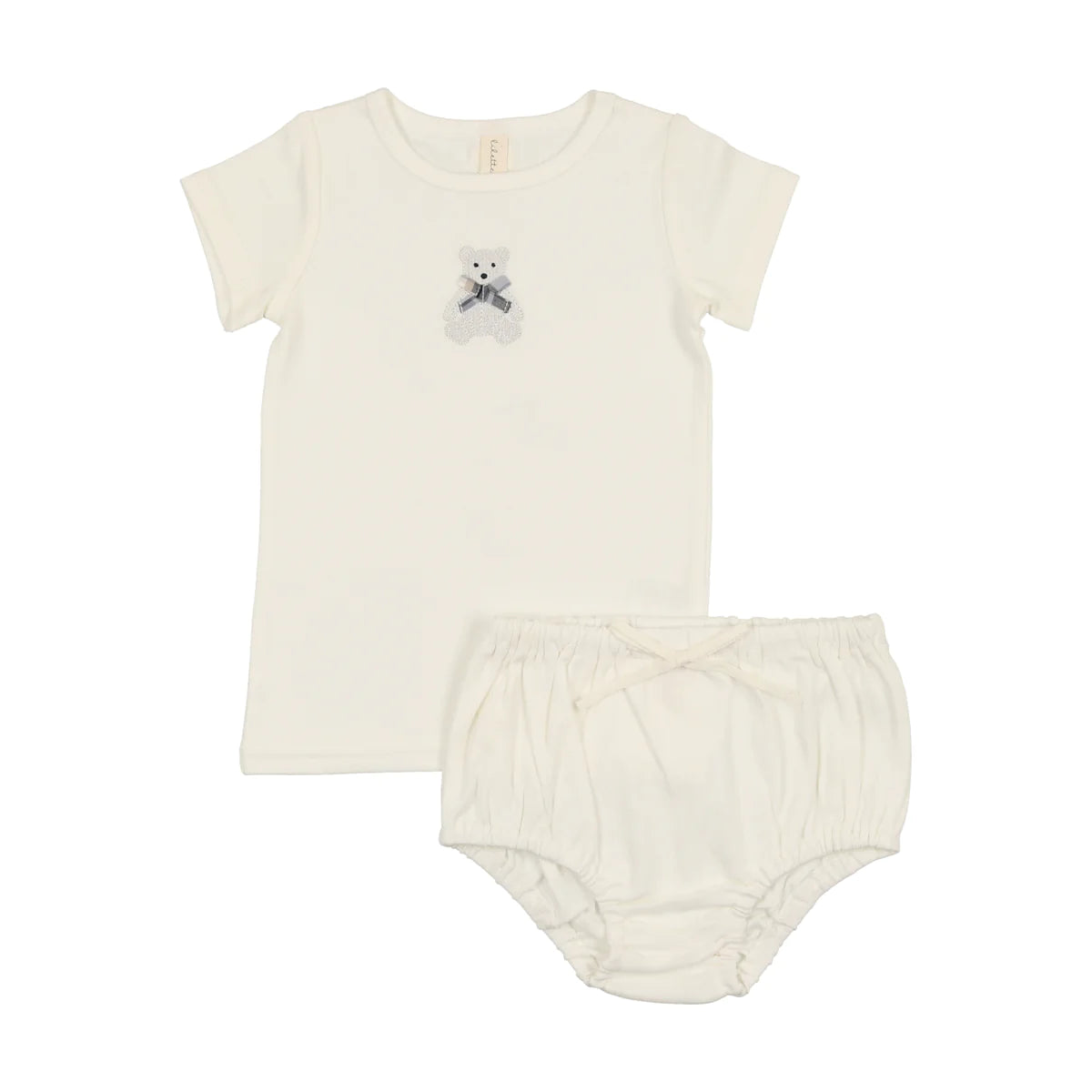 Lil Legs Embroidered Bloomer Set - White bear – Moonlight