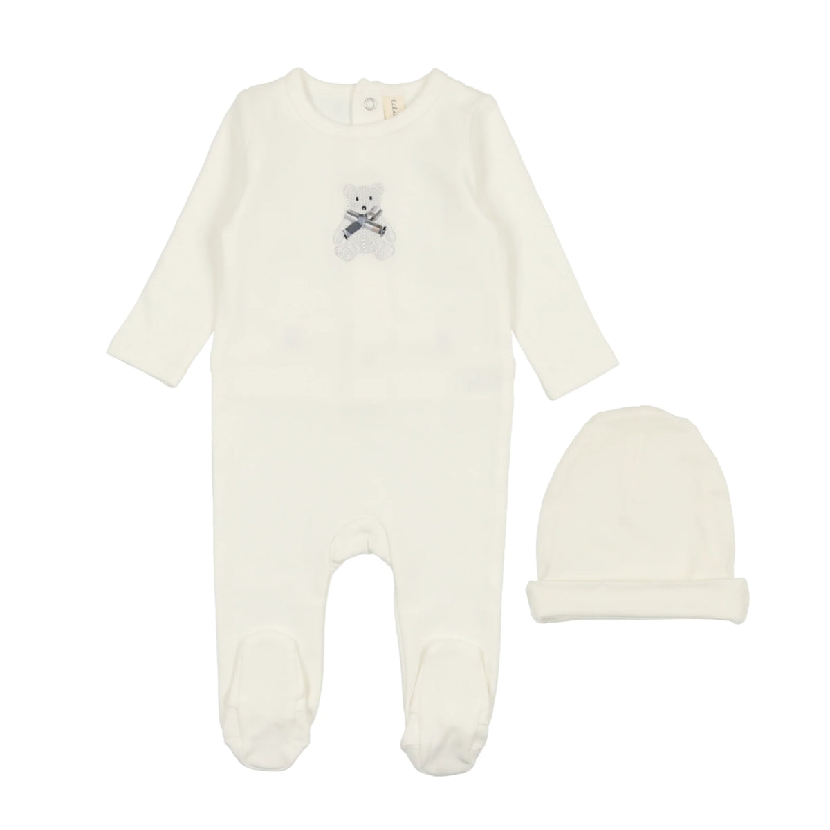Lil Legs Embroidered Layette Set - White Bear – Moonlight