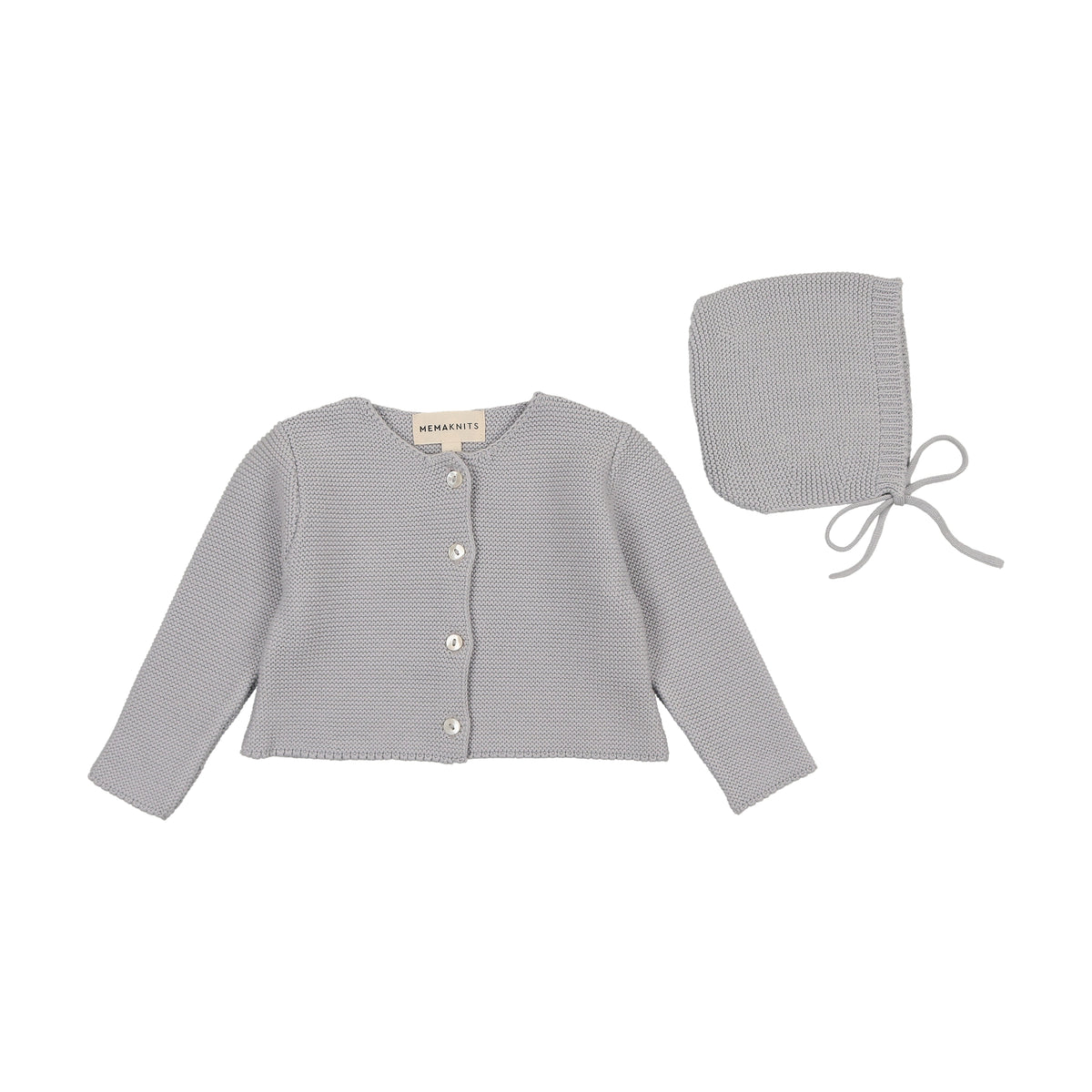 Mema Knits Knit Cardigan & Bonnet - Light Blue – Moonlight
