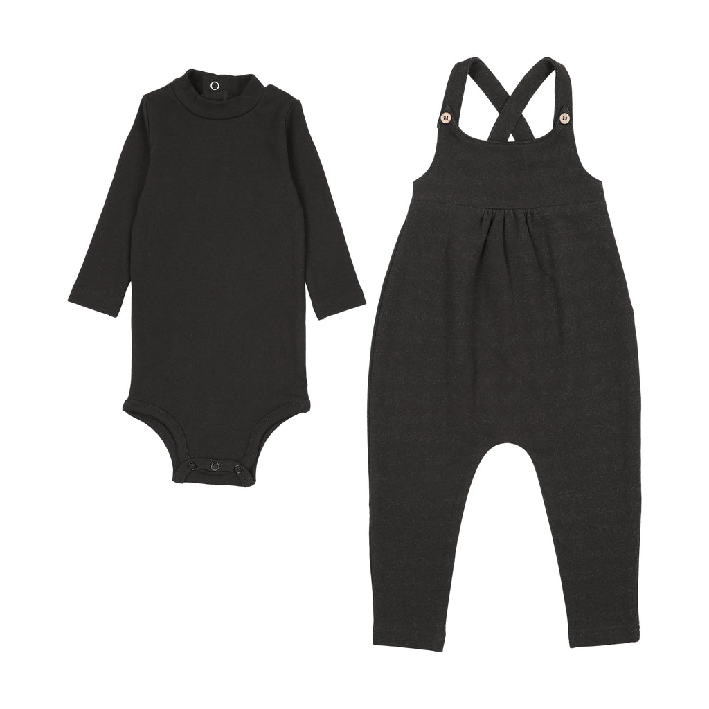 Mema Knits French terry overall & mockneck onesie set - Black – Moonlight