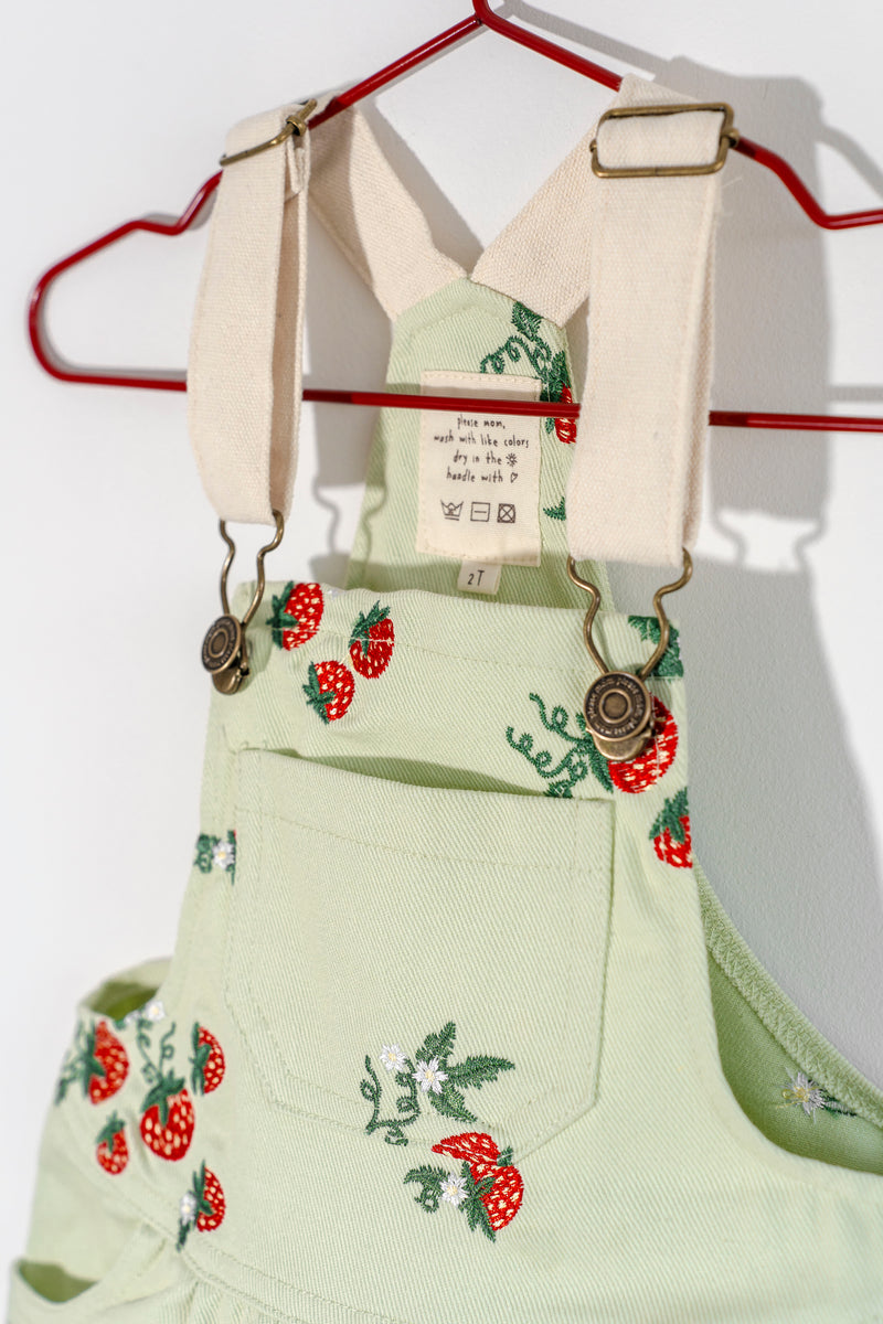 Please Mom Mint Strawberry Overalls – Moonlight