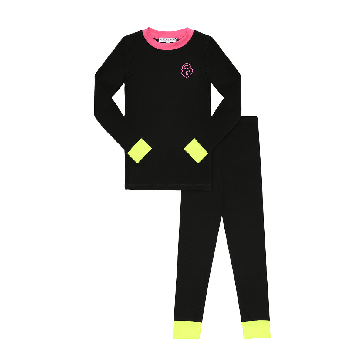 Little Parni Heartlock Neon Cuff Pajamas PJ83 - Black/Pink final sale ...
