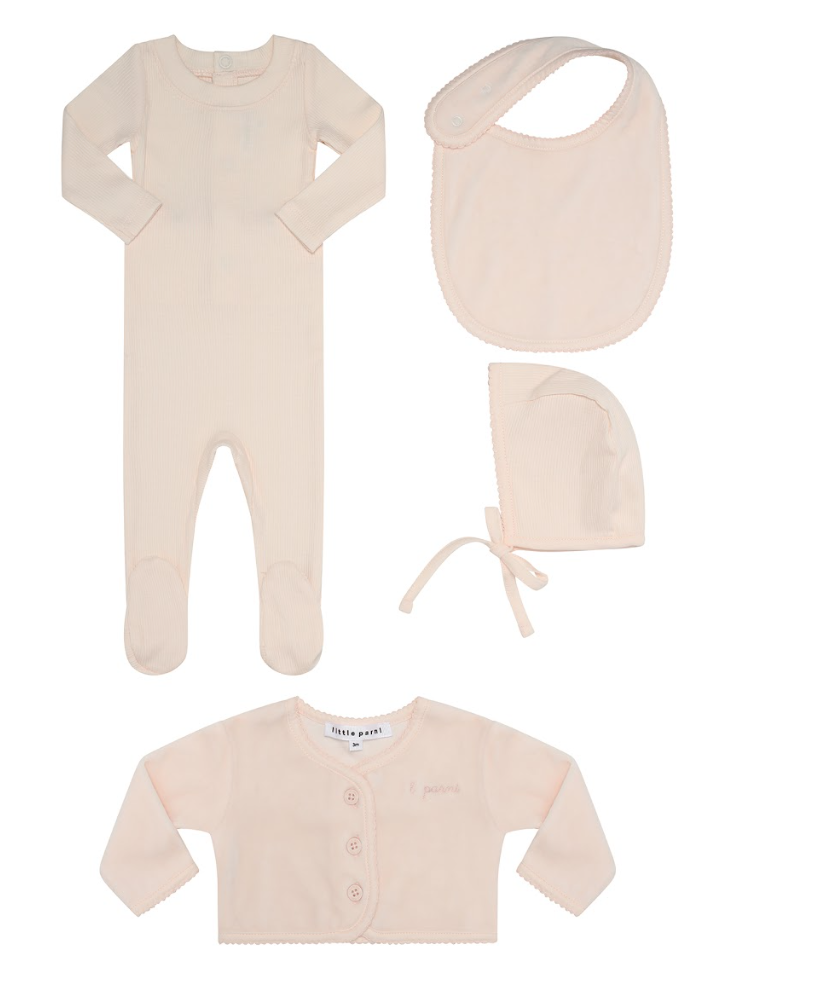 Little Parni Baby Velour Footie and Cardigan Set K458 - Pink – Moonlight