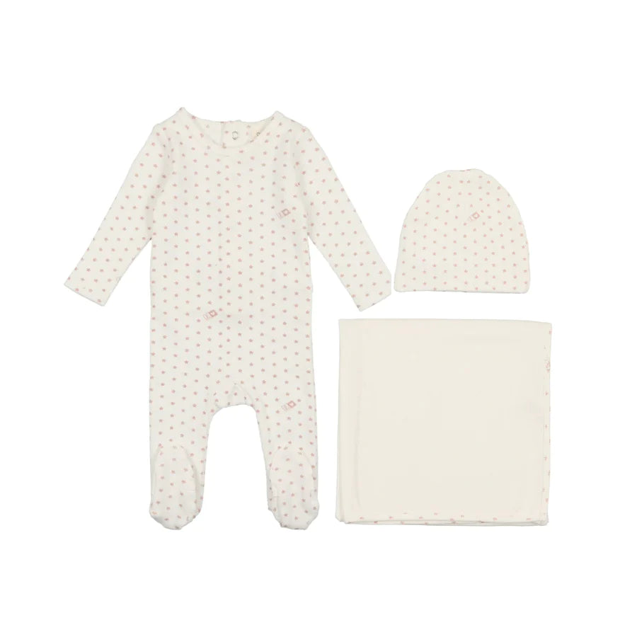 Lil Legs Ribbed Star Layette Set- White/Pink – Moonlight