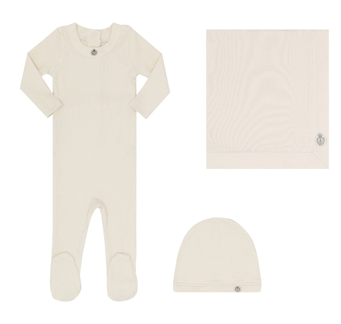 Little Parni Ribbed Cotton Stretchy Set - Ivory – Moonlight & iChoses