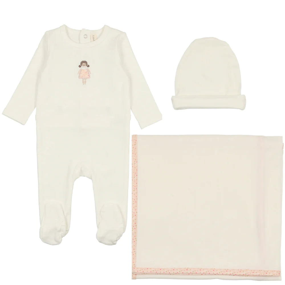 Lil Legs Embroidered Layette Set - White Doll – Moonlight