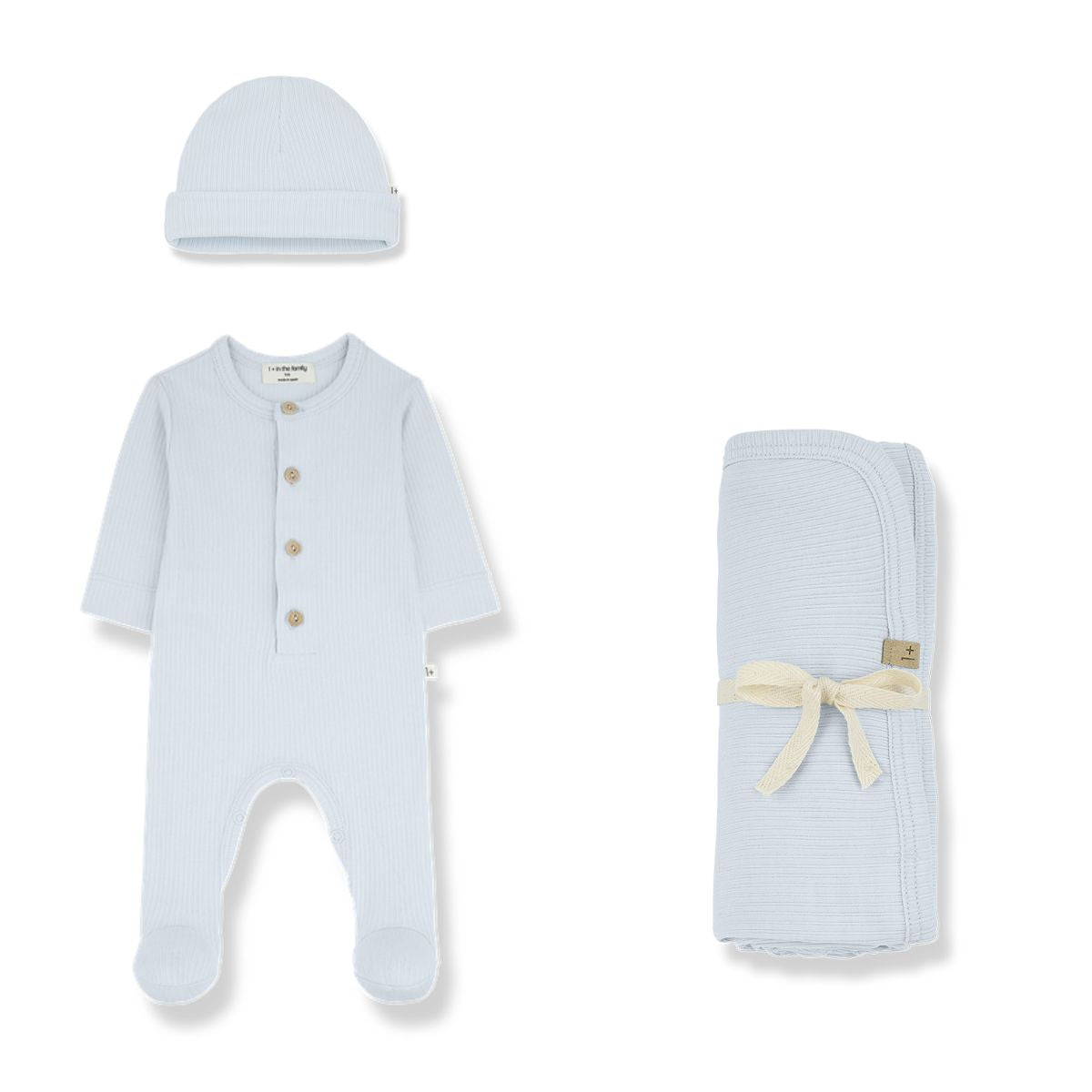 1+ in the Family Nino 3PC Layette Set - Misty-Blue – Moonlight