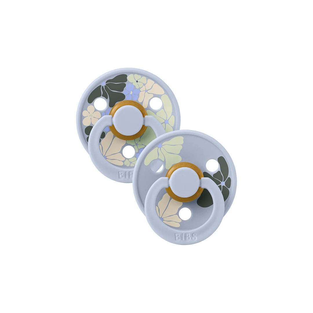 BIBS Pacifier 2-Pack – Morning Bloom & Dusty Blue – Moonlight