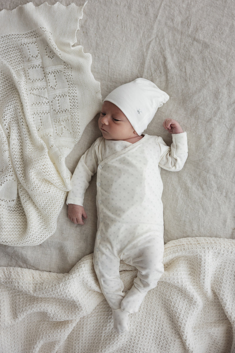 Lilette Take Me Home Clover Footie And Hat Set - Cream/Pale Blue ...