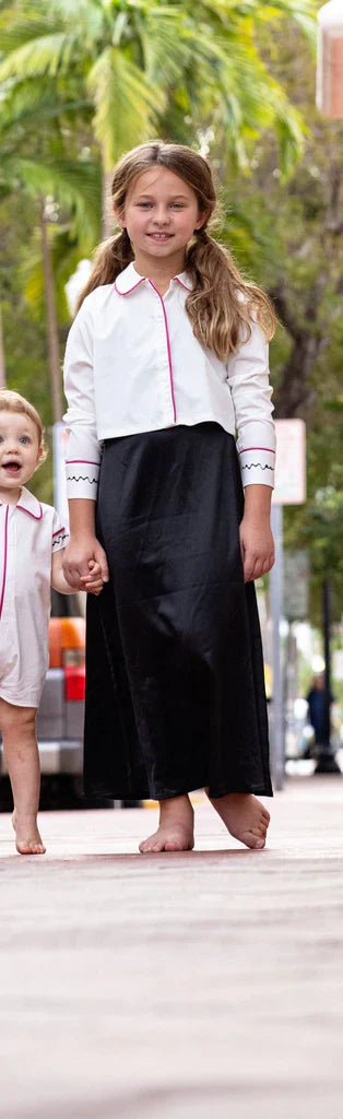 Mini Nod Rope Cropped Shirt Girls - White/Pink – Moonlight