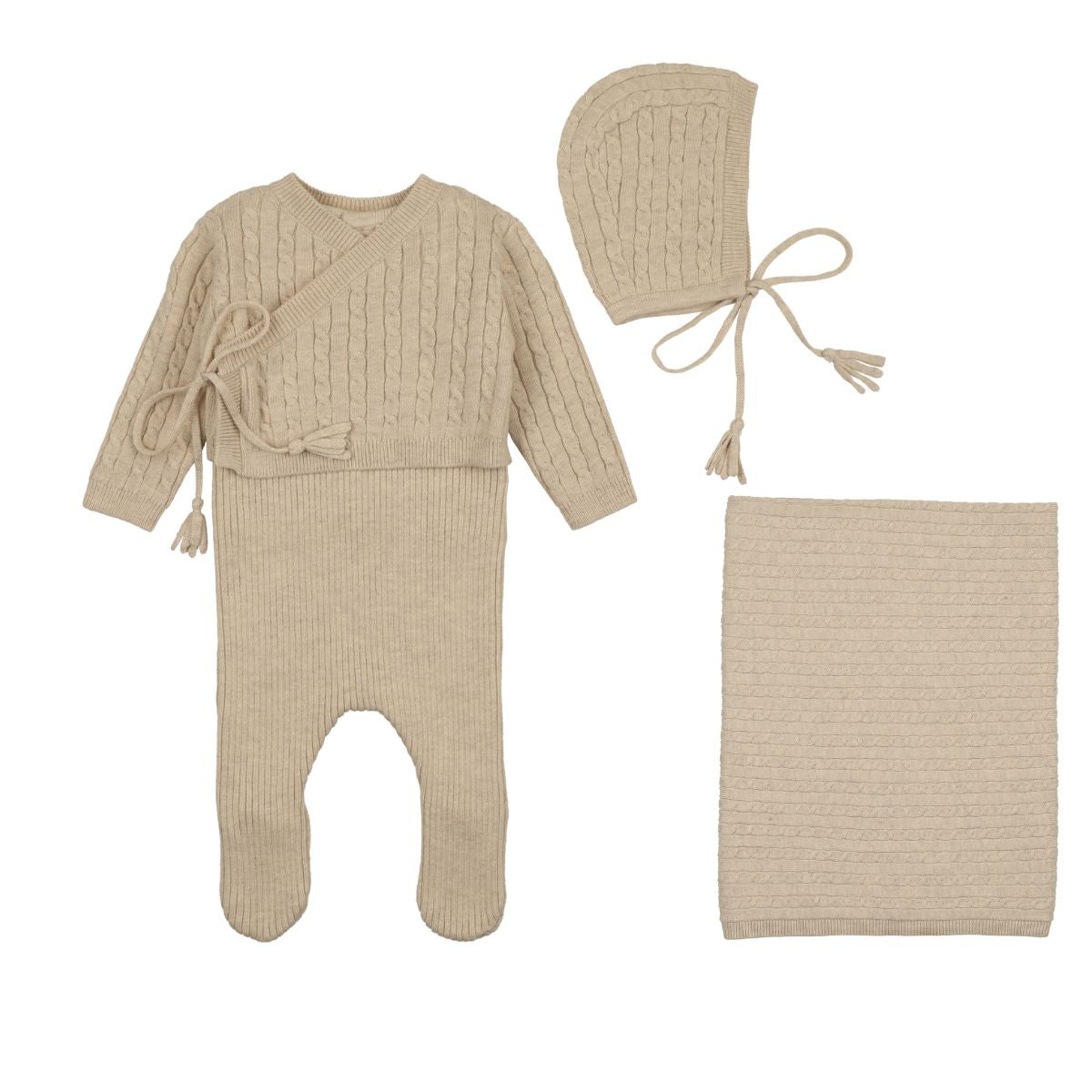 Bee & Dee Soft Cable Knit Layette Set - Oat – Moonlight