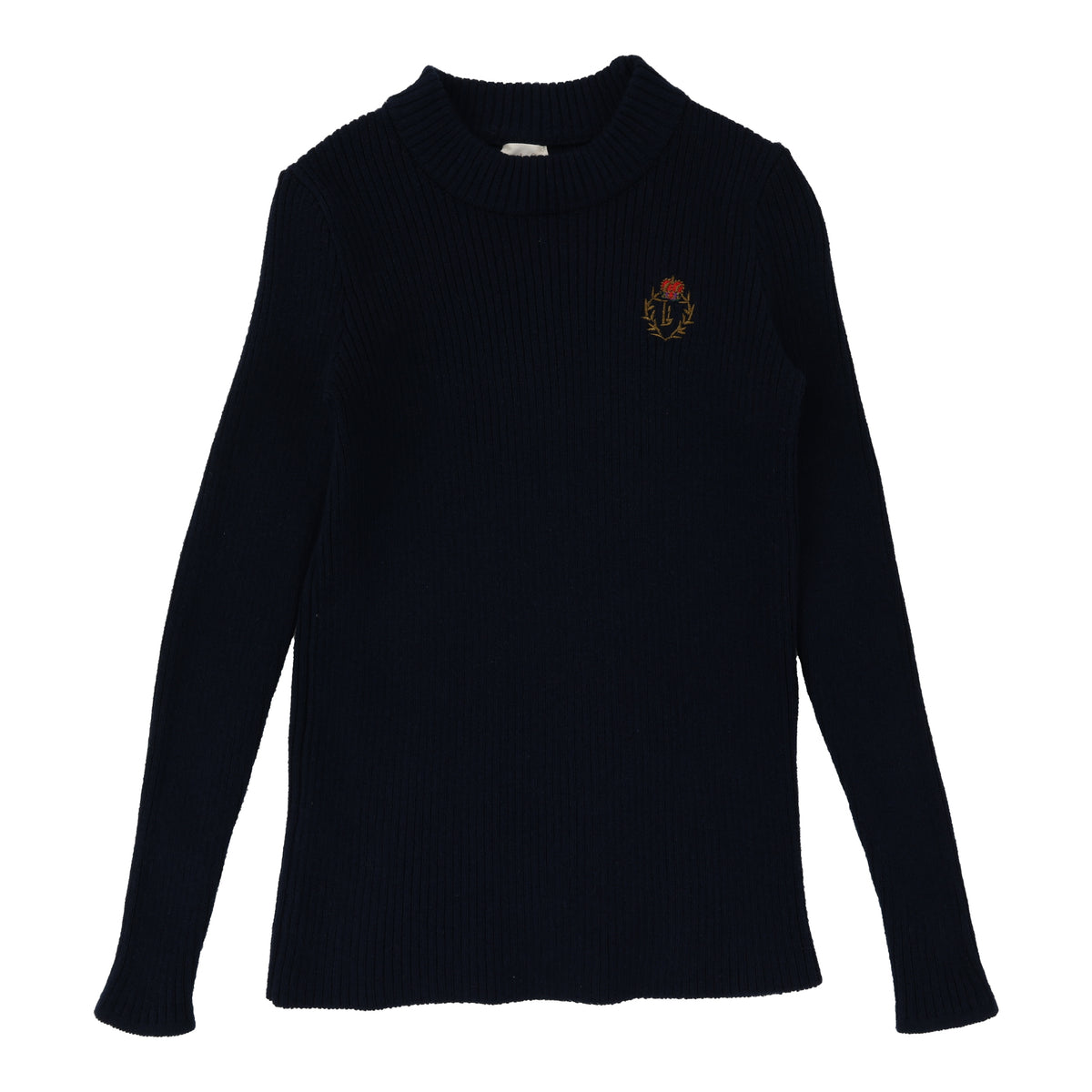 Lil Legs Crest Knit Mockneck - Navy – Moonlight