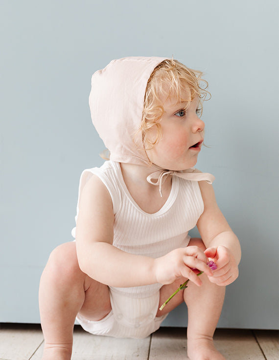 Jacqueline & Jack Cotton Bonnet - Pale Pink – Moonlight