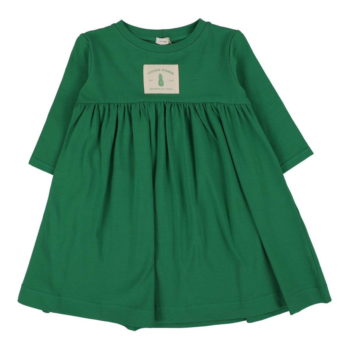 Lil Legs Patch Dress 3/4 Sleeve - Green – Moonlight