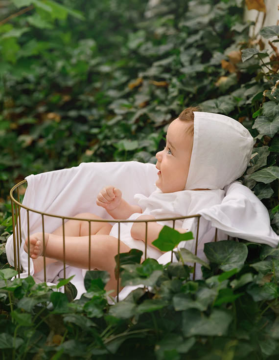 Jacqueline & Jack Cotton Bonnet White – Moonlight