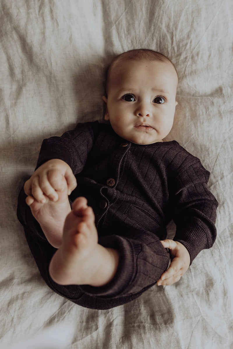 Finch & Fable - Wool Rib Playsuit & Hat - Storm – Moonlight