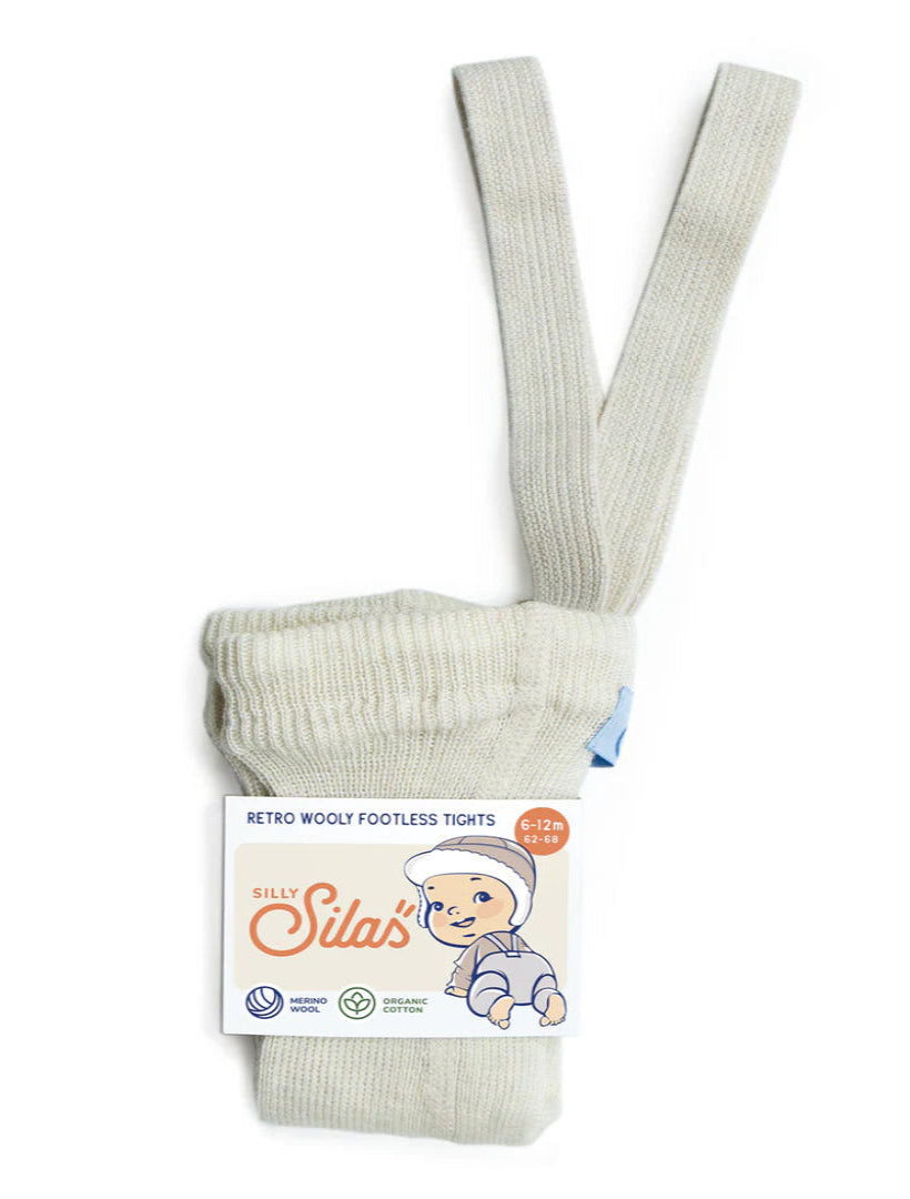 Silly Silas Wooly Footless Wool Cotton Tights - Cream Blend - Final Sa ...