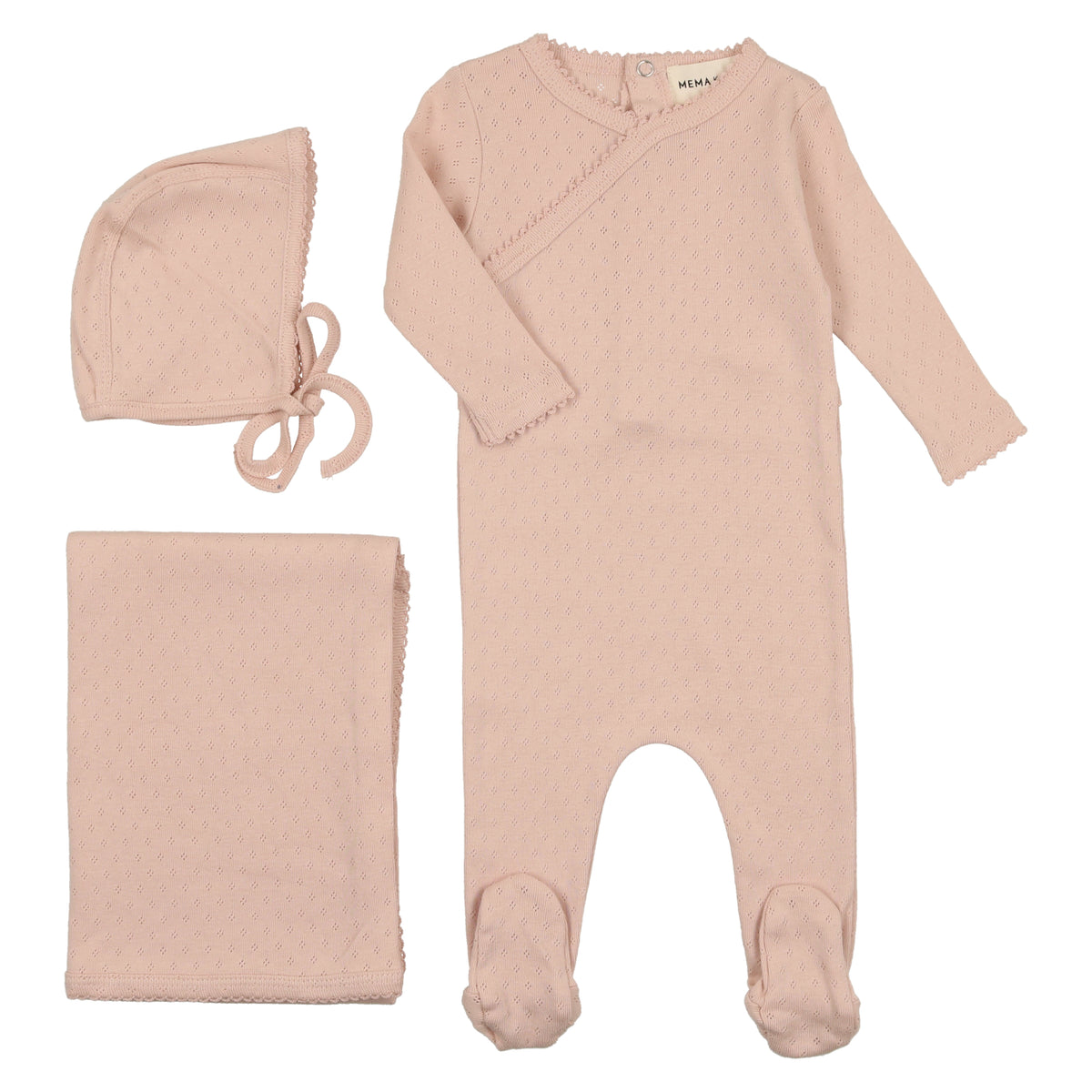 Mema Knits Old Rose Pointelle 3 PC Set – Moonlight